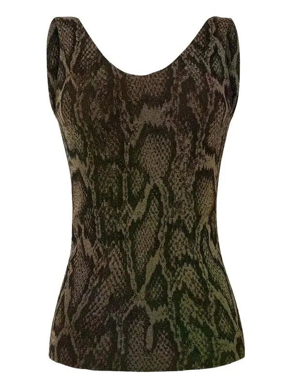 Wolford Python Print Metallic Effect Tank Top - Brown