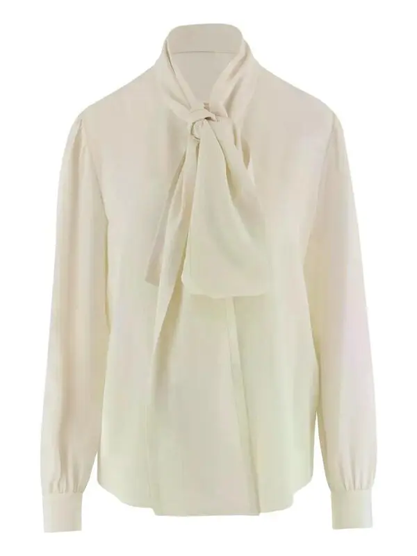 Saint Laurent Silk Crepe De Chine Lavallière Blouse - Neutrals