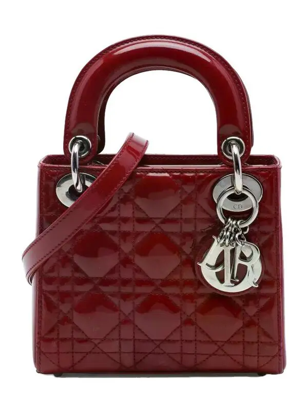 Dior Mini Patent Cannage Lady Satchel - Red
