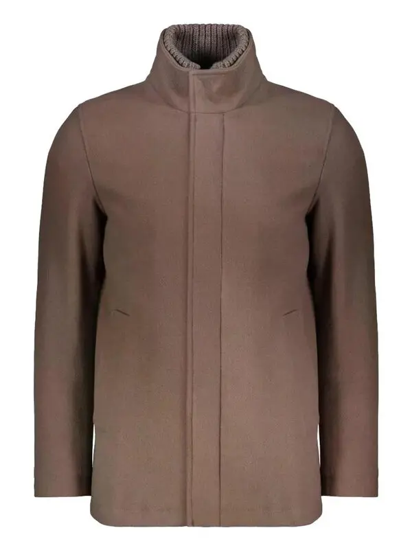 Herno High-collar Single-breasted Coat - Brown