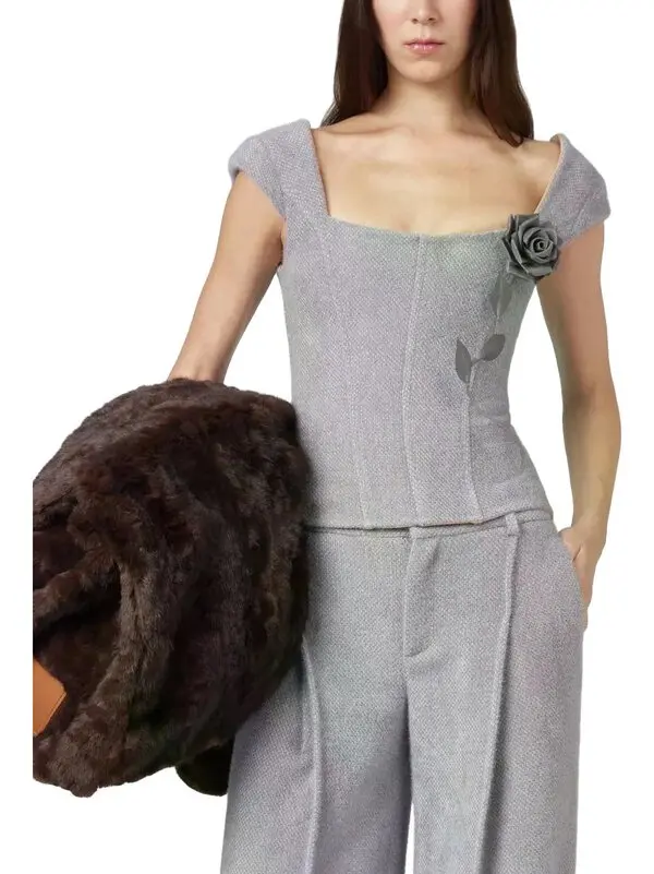 Giuseppe Di Morabito Corset-style Top With Rose Appliqu - Grey