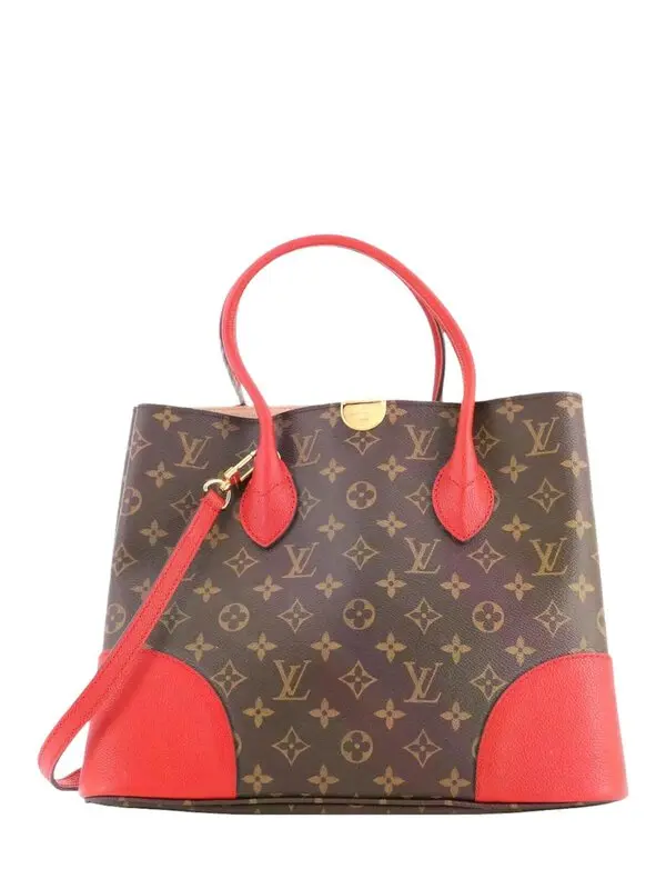 LOUIS VUITTON Flandrin Handbag Monogram Canvas And Leather Tote Bag - Red
