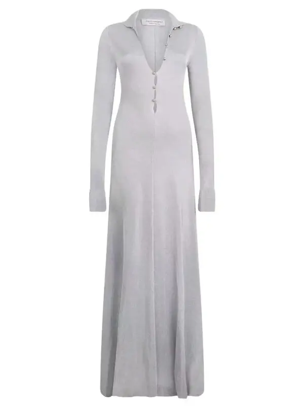Philosophy Di Lorenzo Serafini Button-fastening V-neck Maxi Dress - Grey