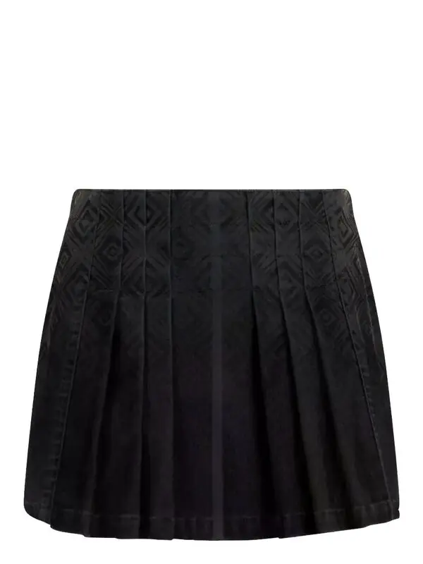 Alberta Ferretti Diamond-print Pleated Mini Skirt - Black