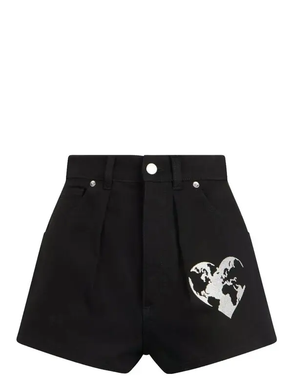 Alberta Ferretti Heart Motif Pleated Shorts - Black