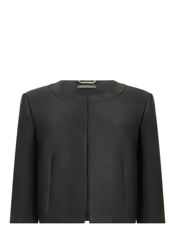 Alberta Ferretti Cropped Round Neck Jacket - Black