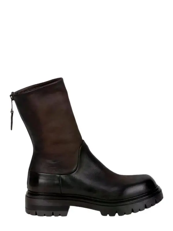 Elena Iachi Leather Lug Sole Boots - Brown