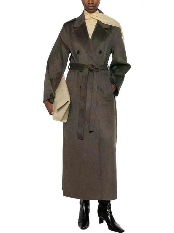 THE DYNAMIS STUDIO Double-breasted Belted Coat - Brown