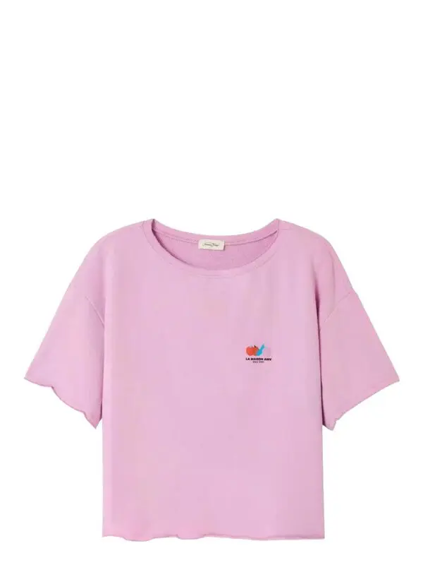 American Vintage Orchid Purple Logo Print T-shirt - Pink