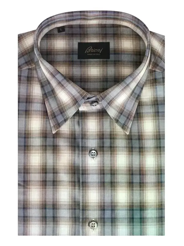 Brioni Check-pattern Long-sleeve Shirt - Neutrals