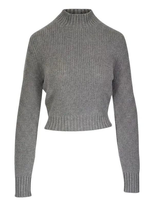 Le Kasha Ribbed-knit Cropped Sweater - Grey