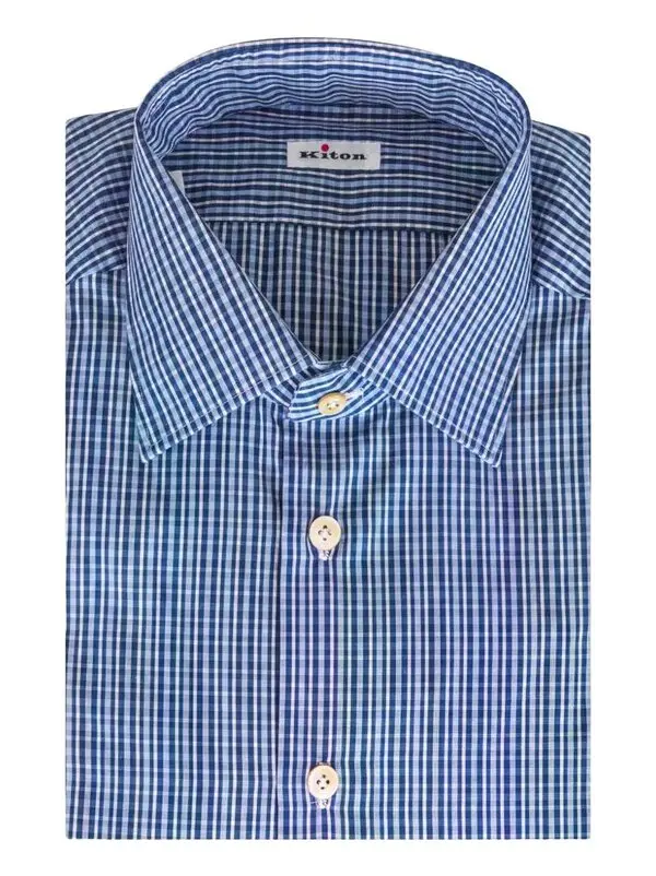 Kiton Check-print Classic-collar Shirt - Blue