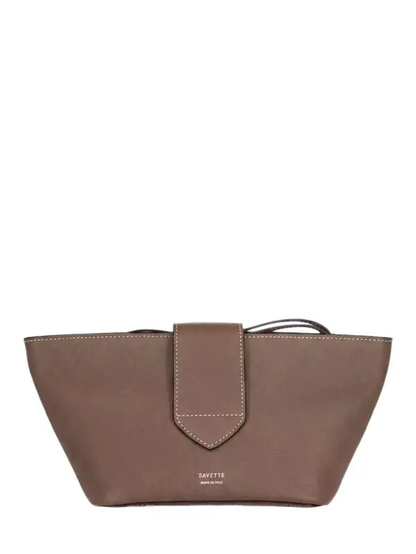 Savette Small Anello Clutch Bag In Grainy Leather - Brown