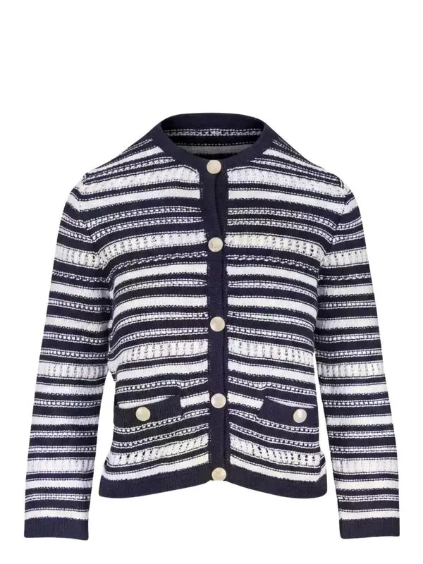 Veronica Beard Bellingham Striped Button-up Cardigan - Blue