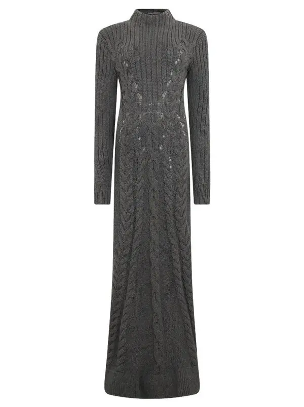 Alberta Ferretti Cable-knit Maxi Dress - Grey