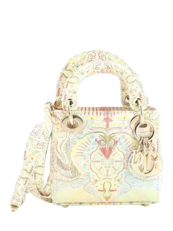 Dior Lady Bag Embroidered Painted Calfskin Micro Crossbody Bag - Multicolour