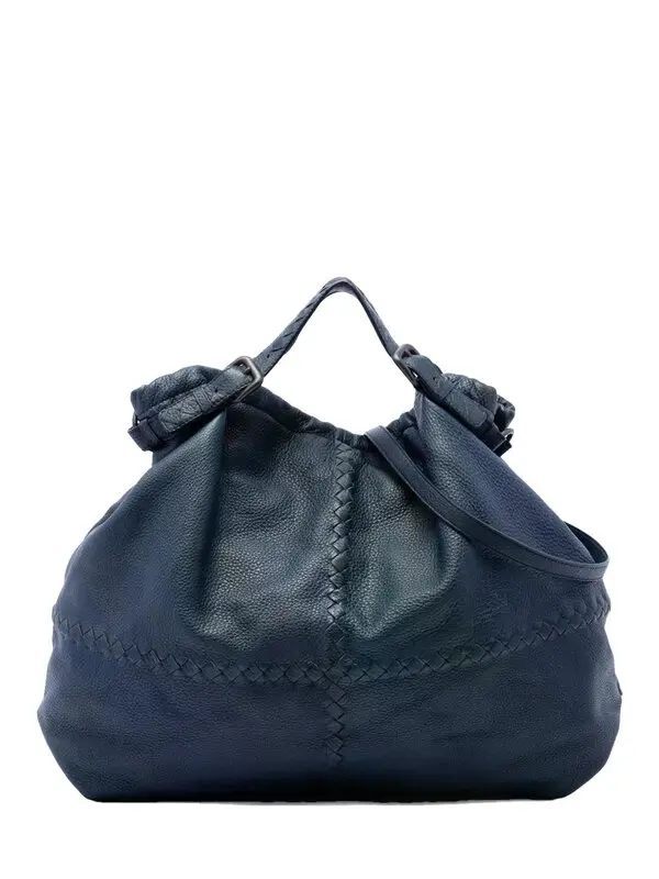 Bottega Veneta Intrecciato Trimmed Cervo Satchel - Blue