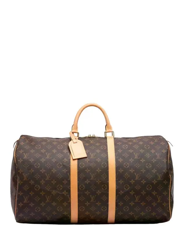 LOUIS VUITTON Monogram Keepall 55 Travel Bag - Brown