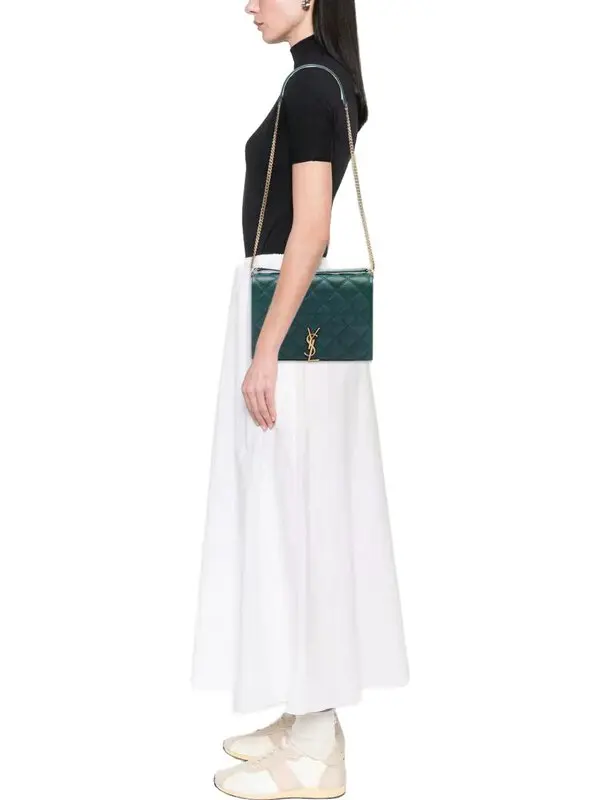 Saint Laurent Mini Quilted Lambskin Becky Chain Shoulder Bag - Green