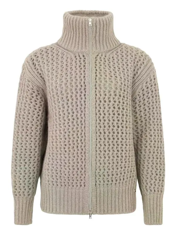 Herno Ribbed Zip-up Sweater - Neutrals