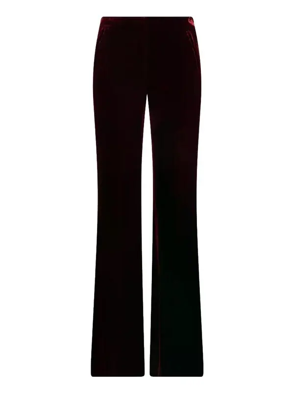 Alberta Ferretti Velvet Flared Trousers - Red