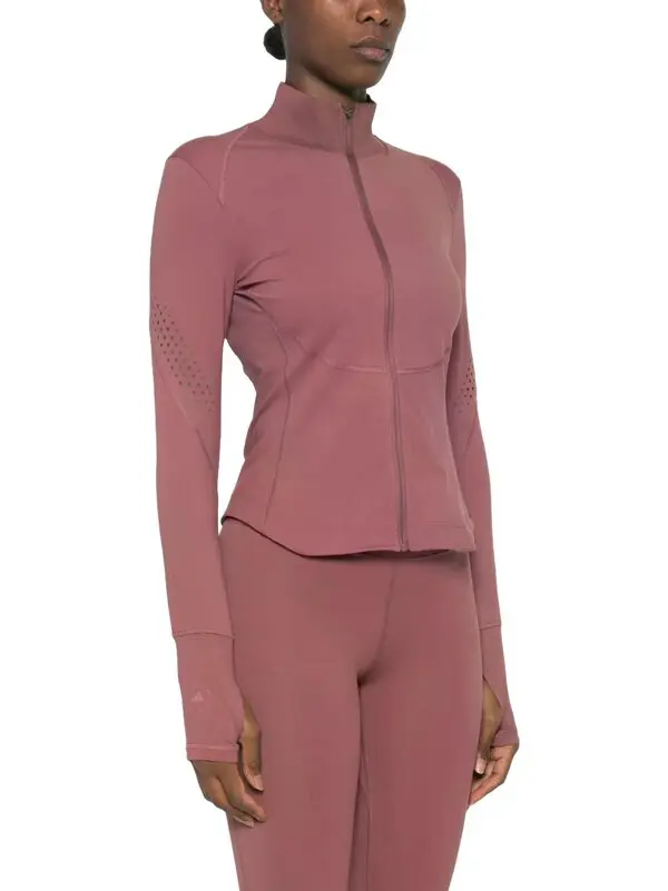 Adidas By Stella McCartney X Stella Mccartney Perforated Zip-up T-shirt - Pink