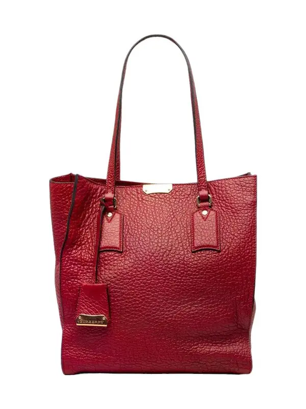 Burberry Grained Calfskin Heritage Woodbury Tote Bag - Red