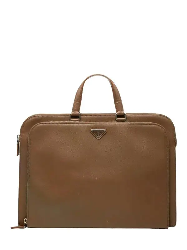 Prada Saffiano Leather Business Bag - Brown