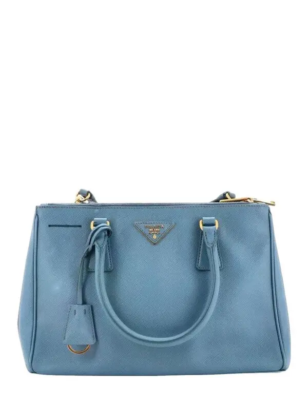 Prada Galleria Double Zip Saffiano Leather Small Tote Bag - Blue