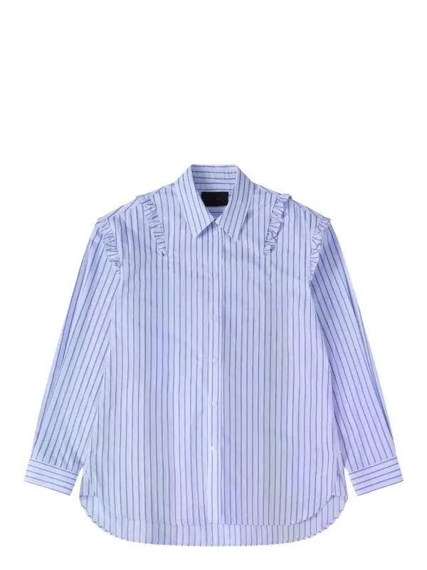 Simone Rocha Ruffle-trimmed Striped Shirt - Blue