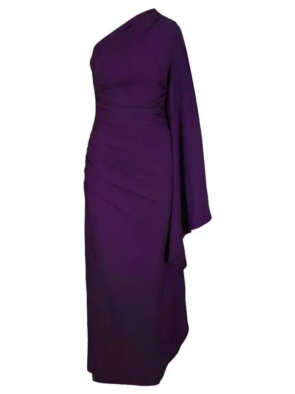 Michael Kors Draped Matte Jersey One-shoulder Gown - Purple