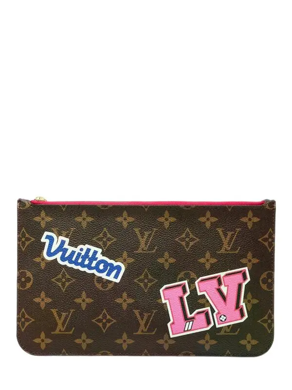 LOUIS VUITTON 2018 Monogram Patches Neverfull Mm Pouch - Brown