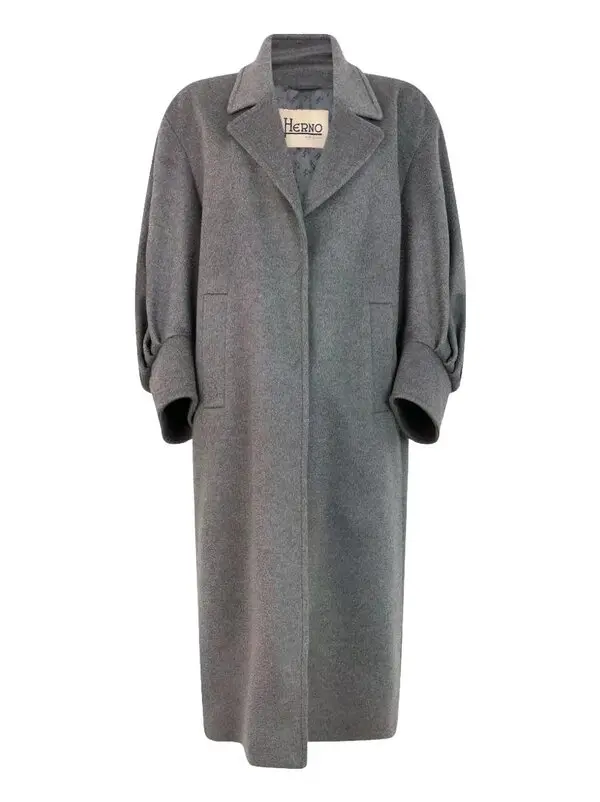 Herno Puffed-sleeve Cashmere Coat - Grey