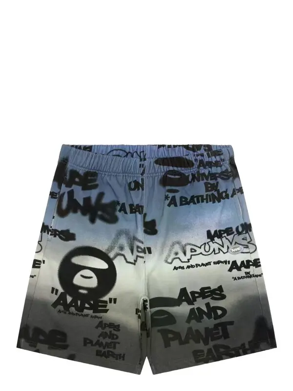 AAPE BY *A BATHING APE Graffiti-print Sweat Shorts - Grey