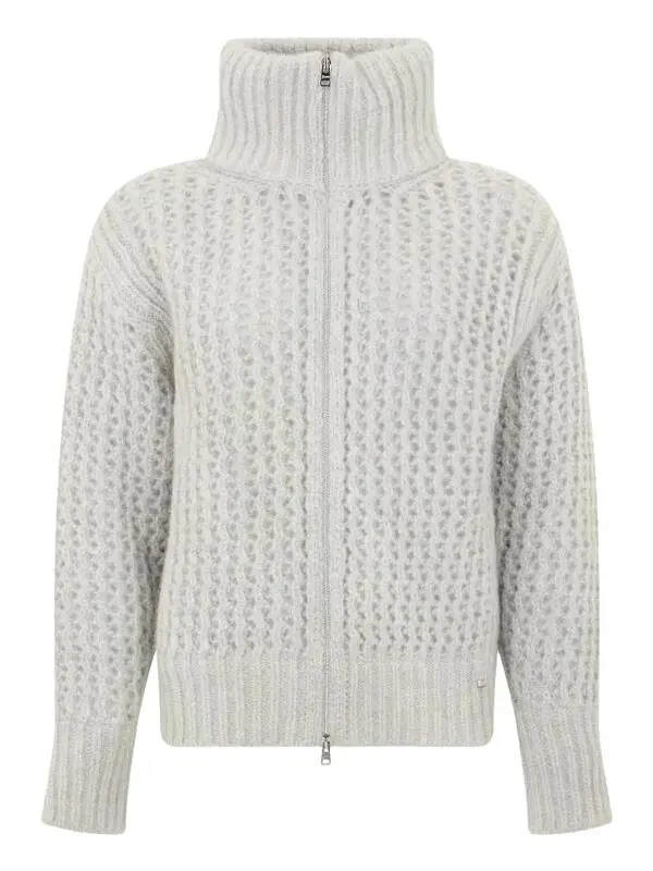 Herno Zip-up High-neck Cardigan - Neutrals
