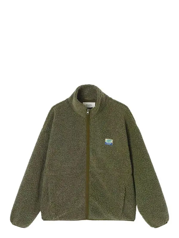 American Vintage Shearling-effect Zip-up Bomber Jacket - Green