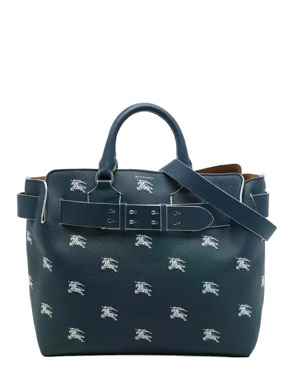 Burberry Medium Grained Calfskin Embroidered Equestrian Knight Belt Bag Satchel - Blue