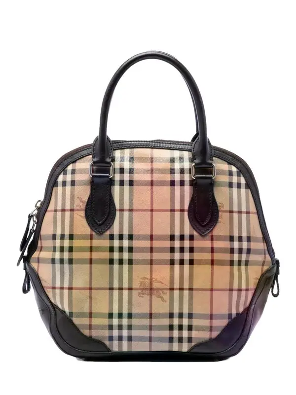 Burberry Haymarket Check Coated Canvas Orchard Bowling Bag Satchel - Neutrals