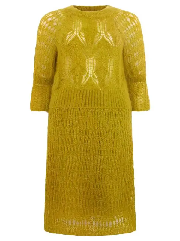 Alberta Ferretti Open-knit Midi Dress - Yellow