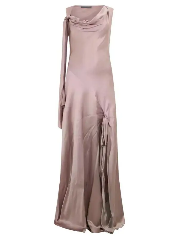 Alberta Ferretti Sleeveless Asymmetrical Silk Maxi Dress - Pink