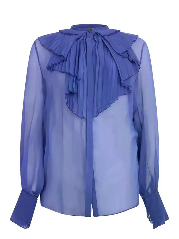 Alberta Ferretti Ruffled Silk Shirt - Blue