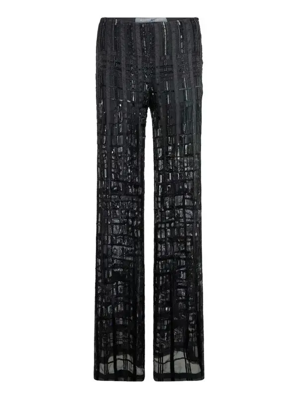 Alberta Ferretti Embellished Silk Trousers - Black
