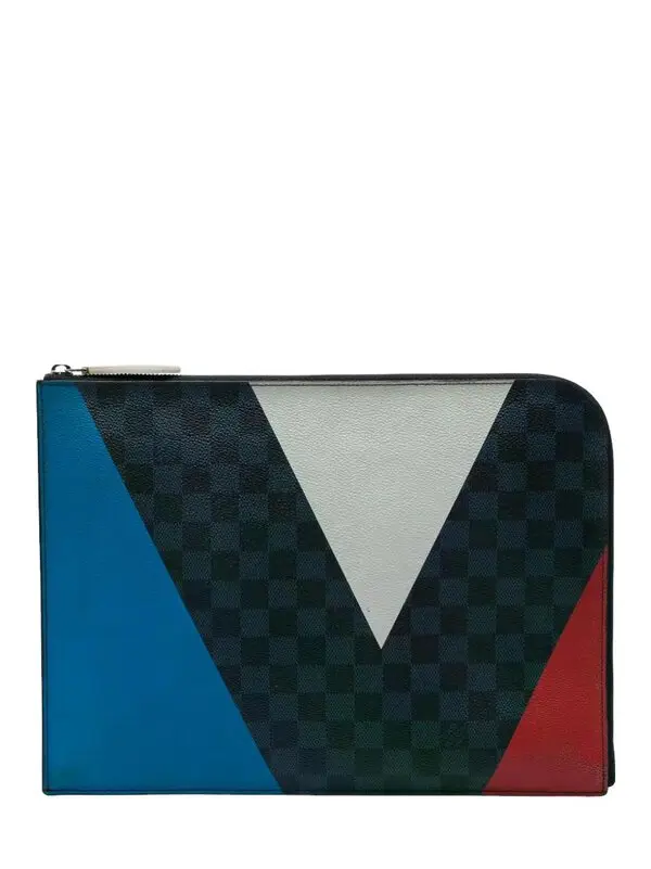 LOUIS VUITTON 2016 Damier Cobalt Americas Cup Pochette Jour Gm Clutch Bag - Blue