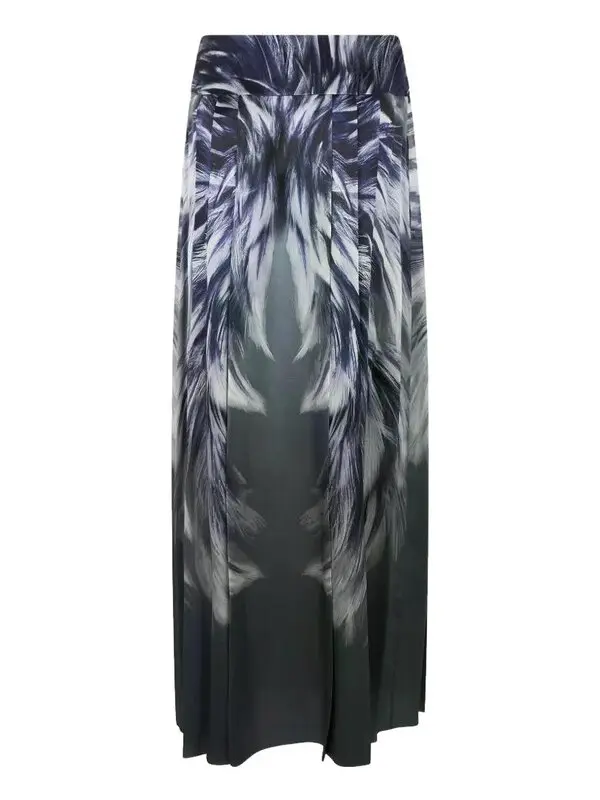 Alberta Ferretti Feather-print Maxi Skirt - Blue