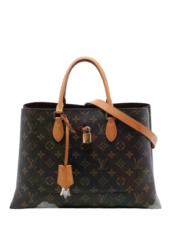 LOUIS VUITTON Monogram Flower Tote Satchel - Brown