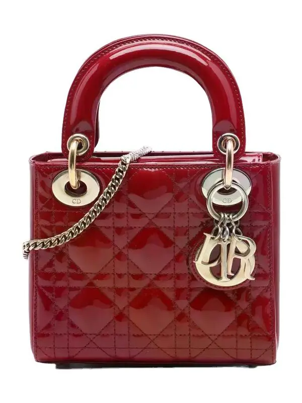 Dior Mini Patent Cannage Lady Satchel - Red