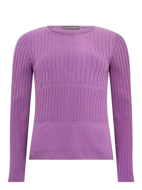 Alberta Ferretti Ribbed Knit Round Neck Sweater - Purple
