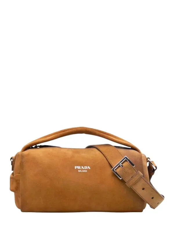 Prada Suede Top Handle Satchel - Brown