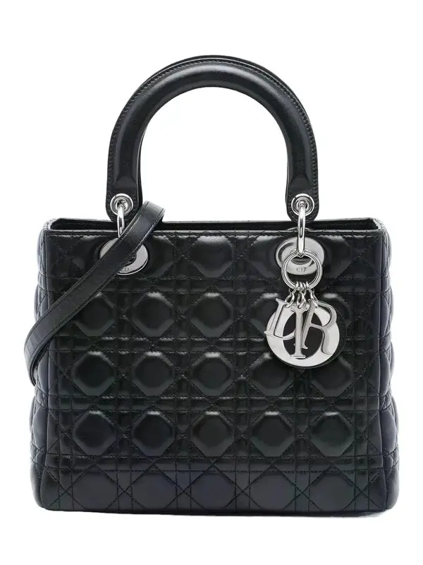 Dior Lambskin Cannage Lady Satchel - Black
