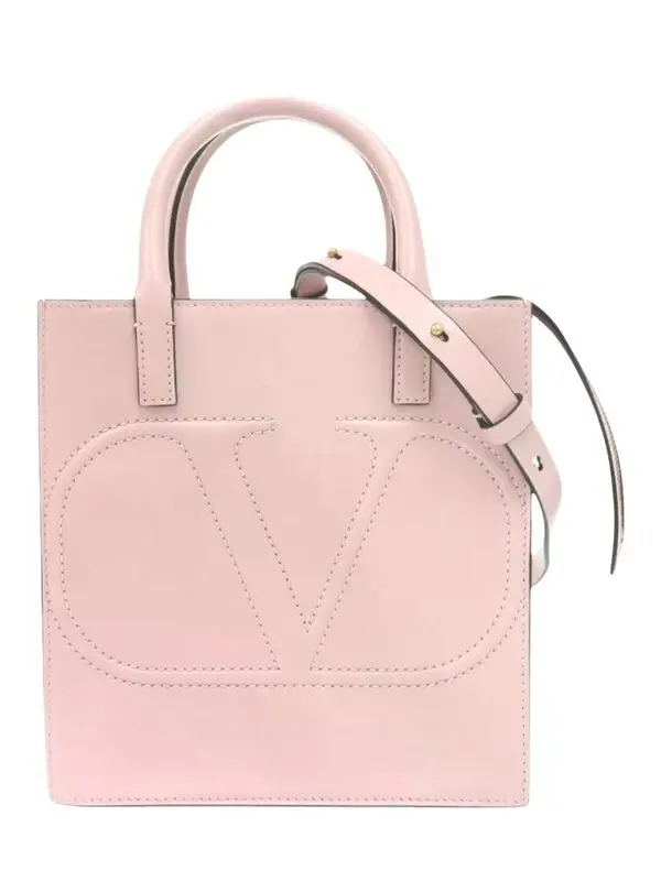 Valentino Garavani Leather Vlogo Walk Tote Satchel - Pink